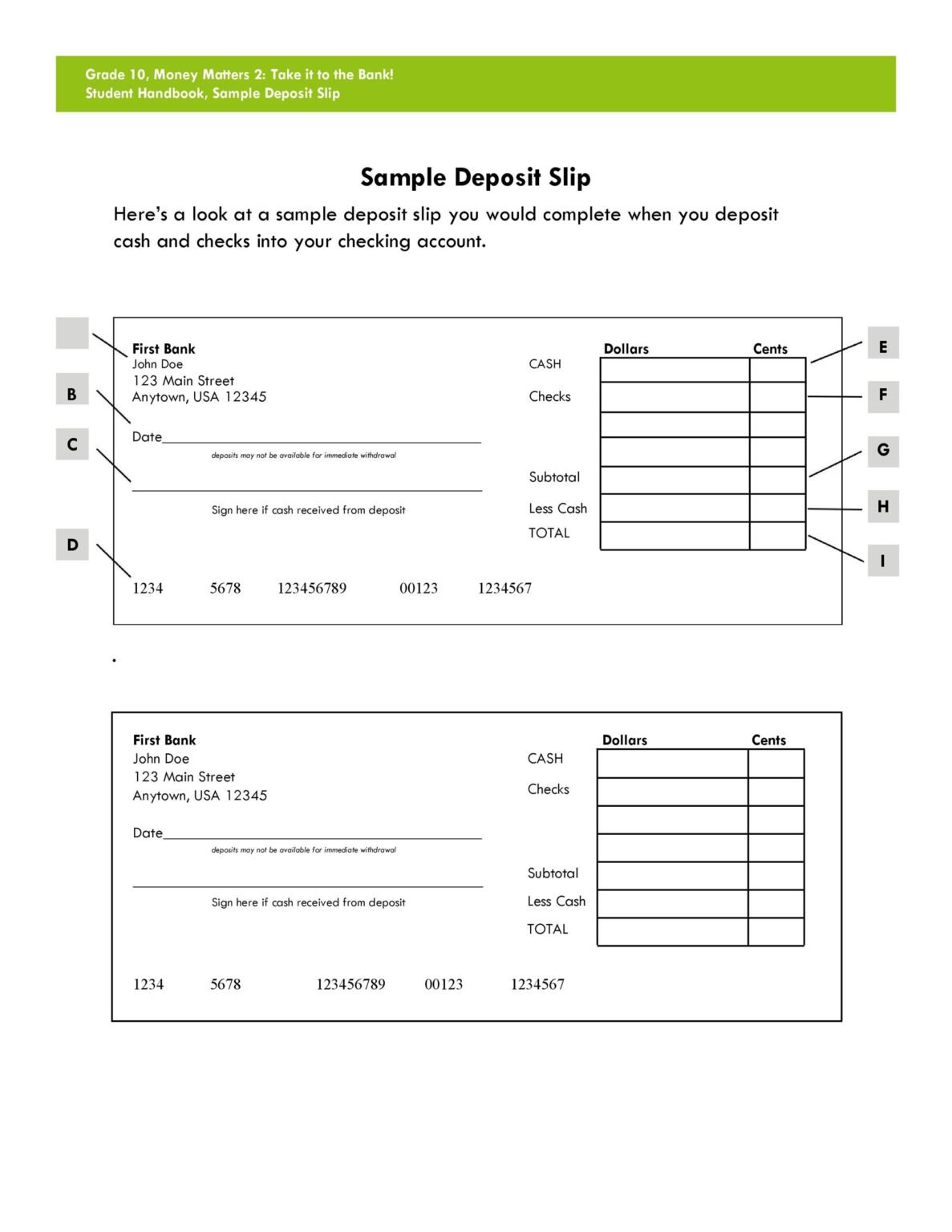 Td Deposit Slip Template - Printable Slip Templates