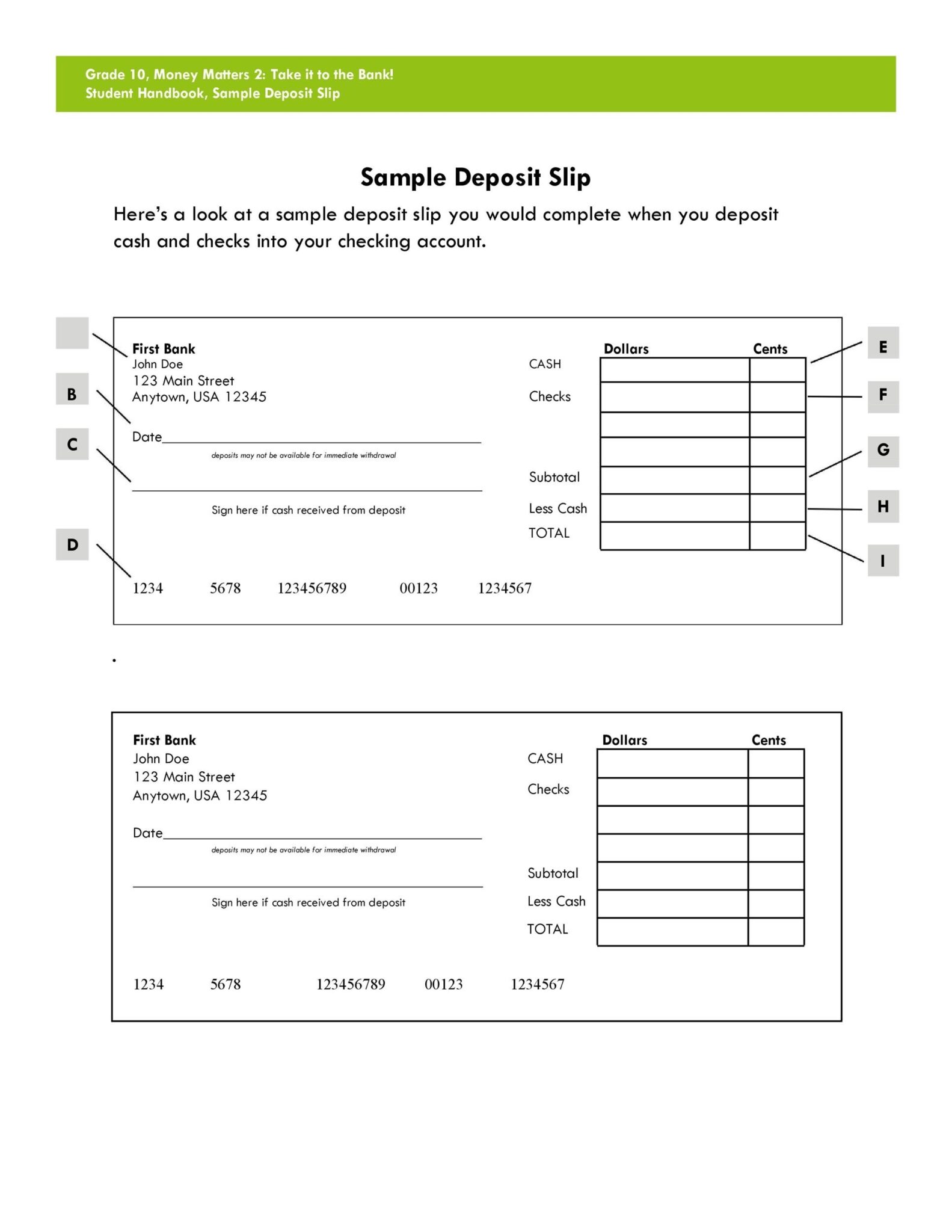 Td Deposit Slip Template - Printable Slip Templates