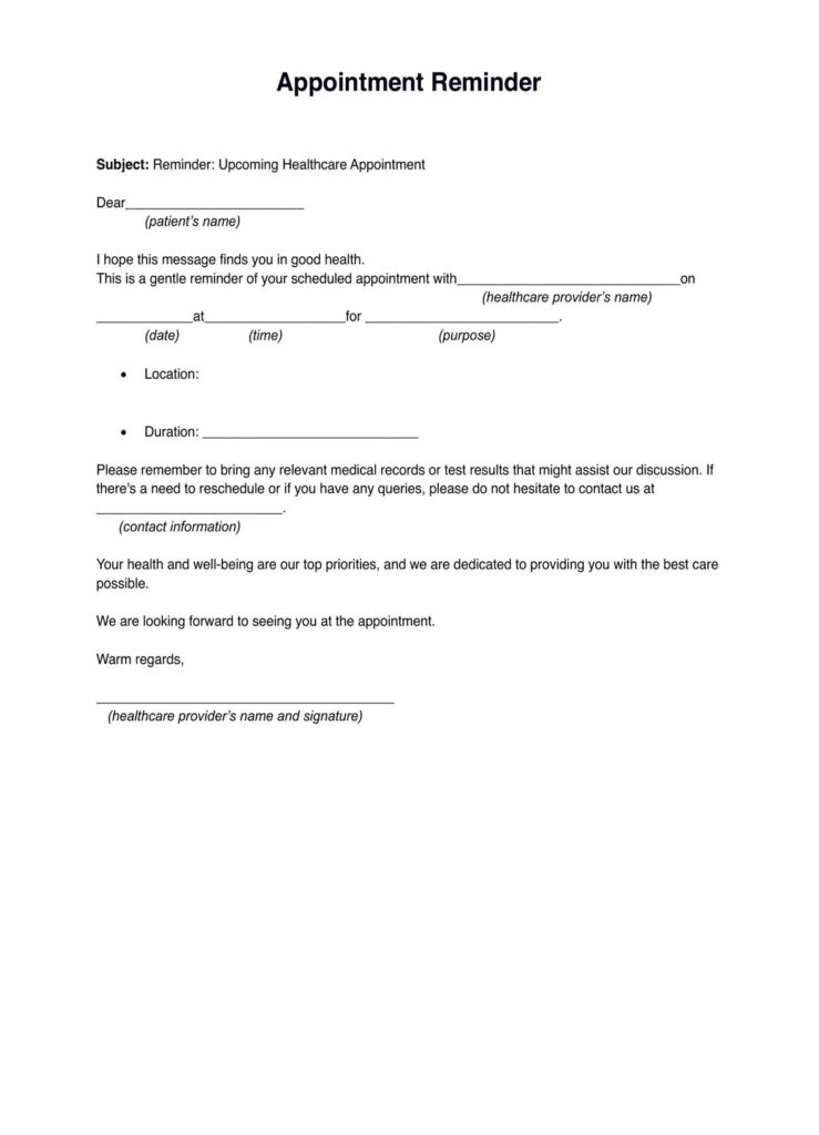 Doctor’s Appointment Reminder Slip Template - Printable Slip Templates