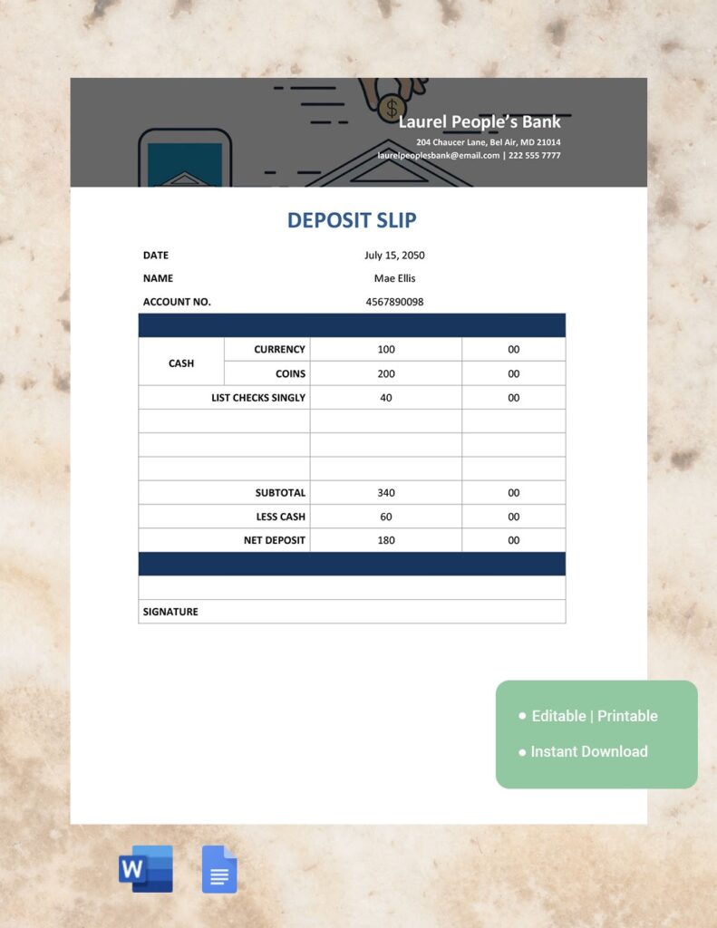 Bmo Deposit Slip Template - Printable Slip Templates