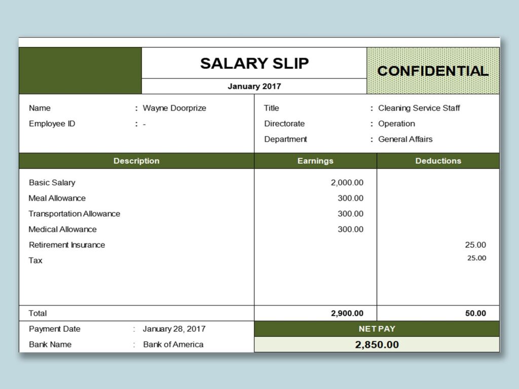 Salary Slip Template Free Download - Printable Slip Templates