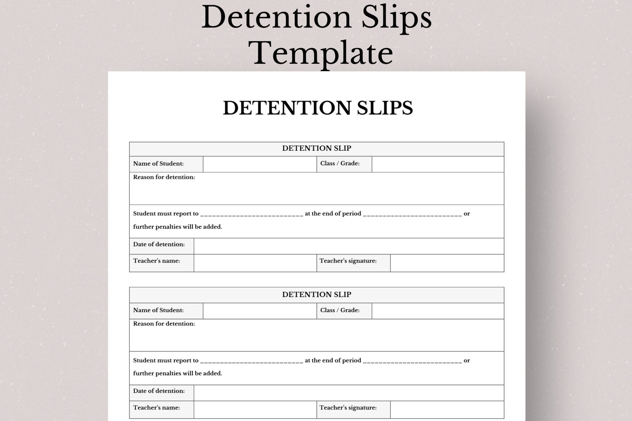 Free Detention Slip Template - Printable Slip Templates