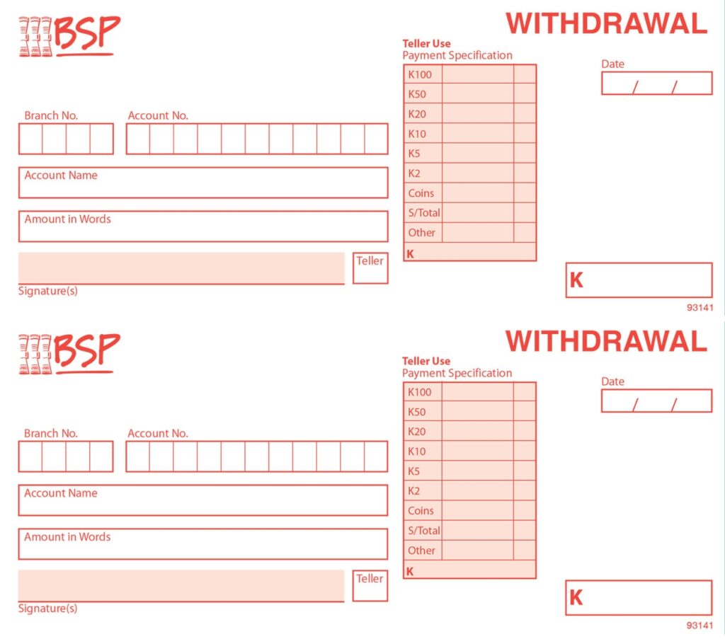 Sample Withdrawal Slip Template - Printable Slip Templates